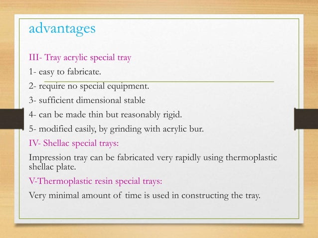 tray definition and classification | PPTX | Oral care | Personal Care