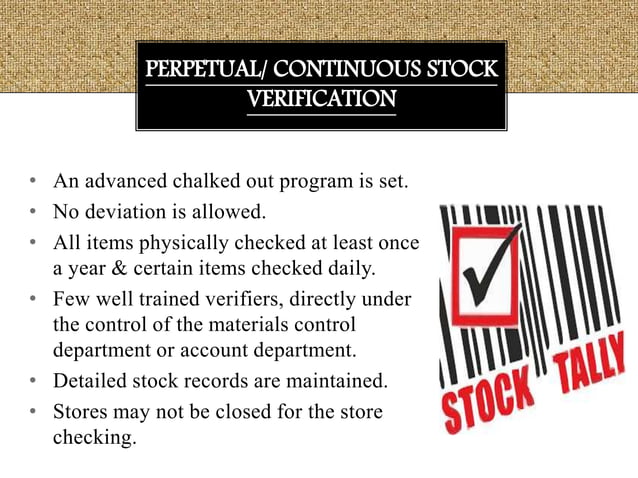 Stock verification | PPTX | Business Accounting & Finance | Business