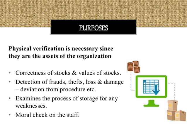 Stock verification | PPTX | Business Accounting & Finance | Business