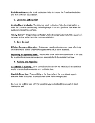 Stock Verification and its Importance | PDF