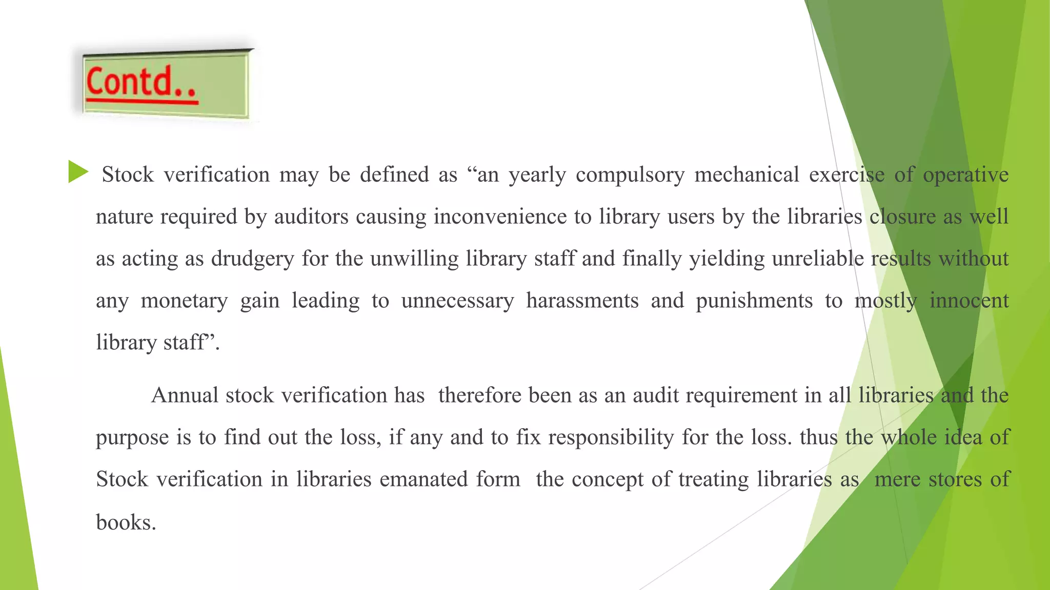 Stock verification PPt | PPTX