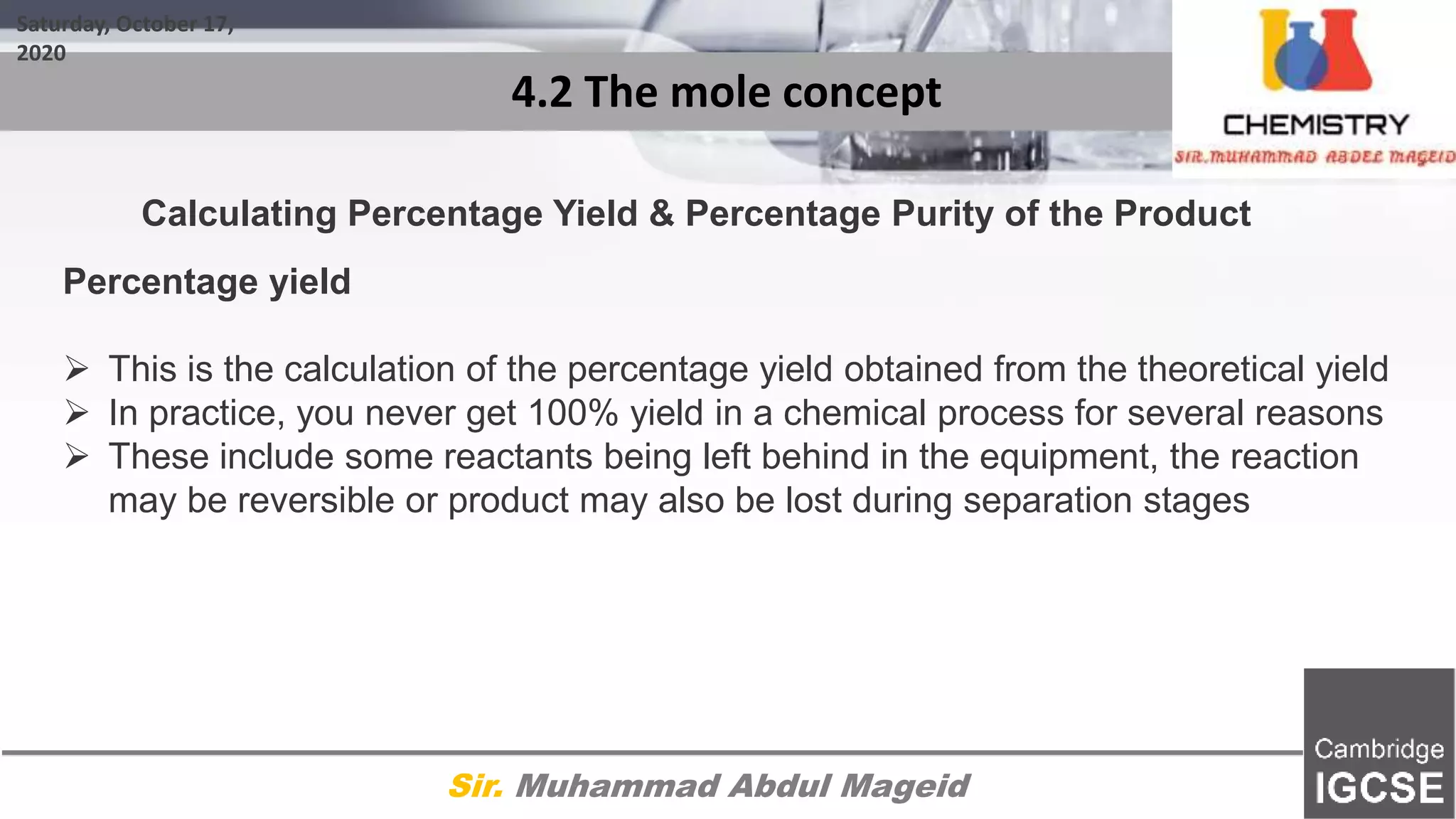 Chapter 4 Stoicheometry | PPTX