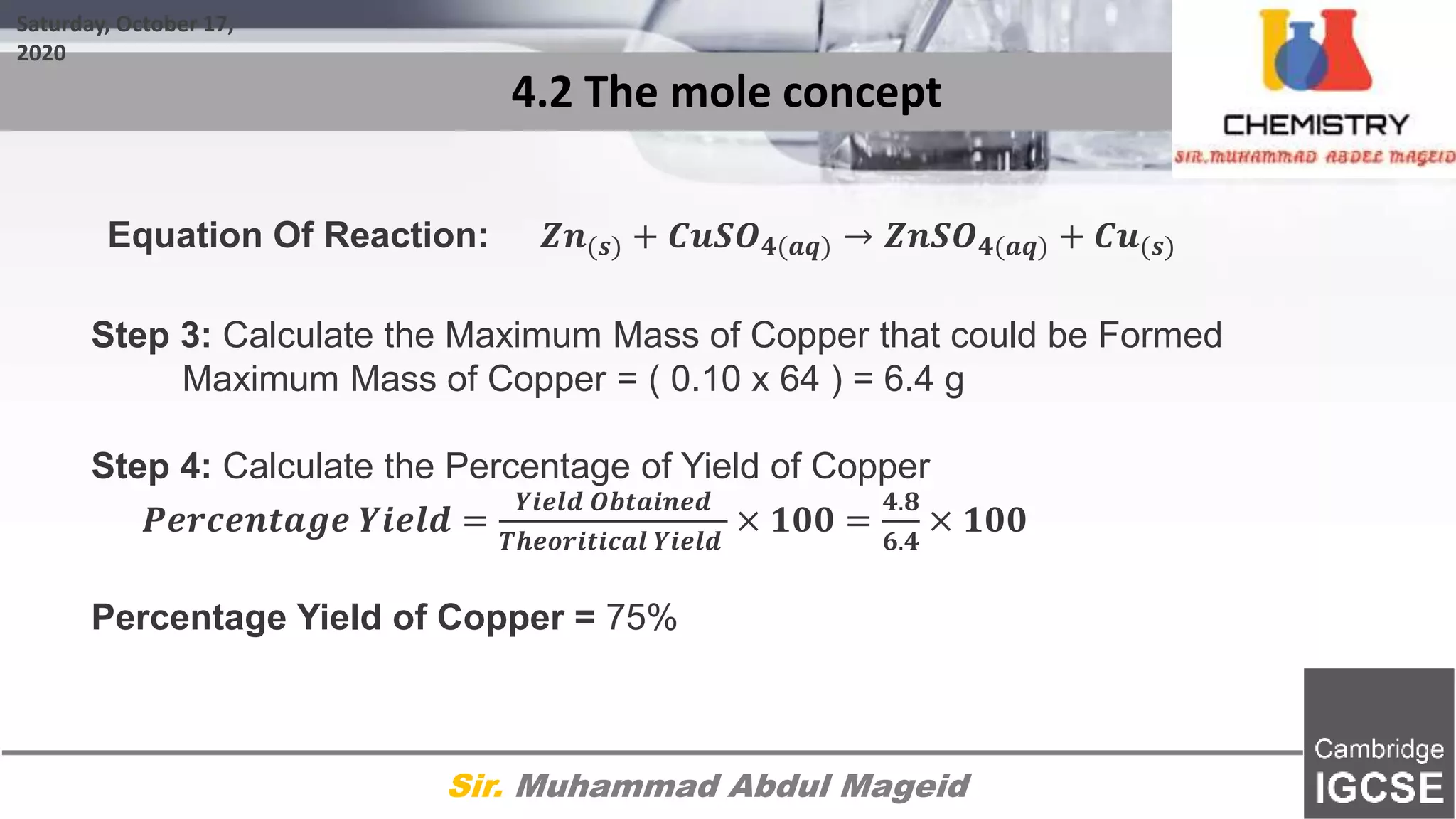 Chapter 4 Stoicheometry | PPTX