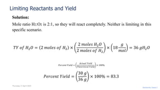 Stoichiometry (Limiting Reactants and Yields) | PDF