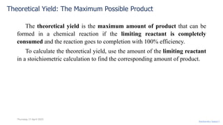 Stoichiometry (Limiting Reactants and Yields) | PDF