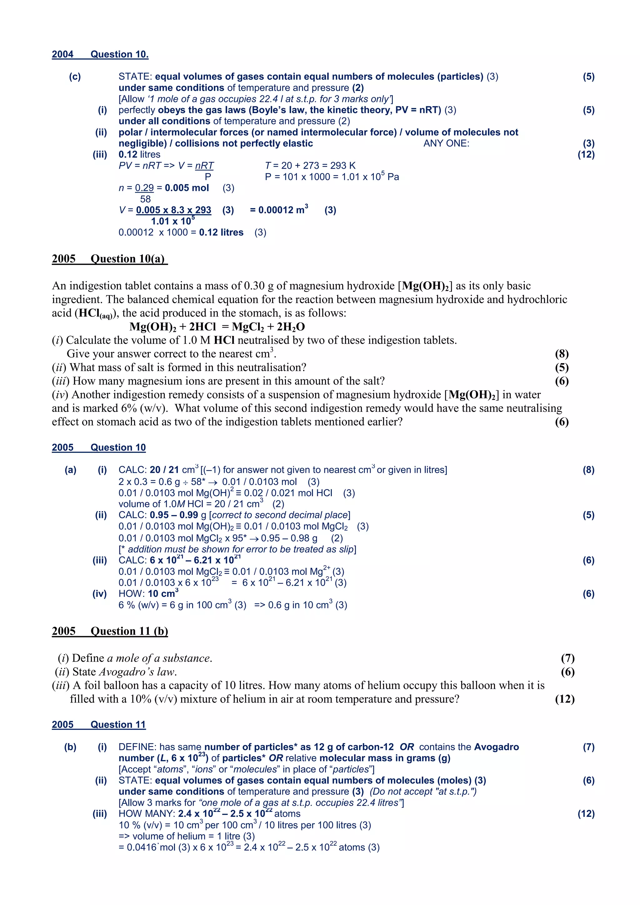 Stoichiometry exam questions and answers | DOCX