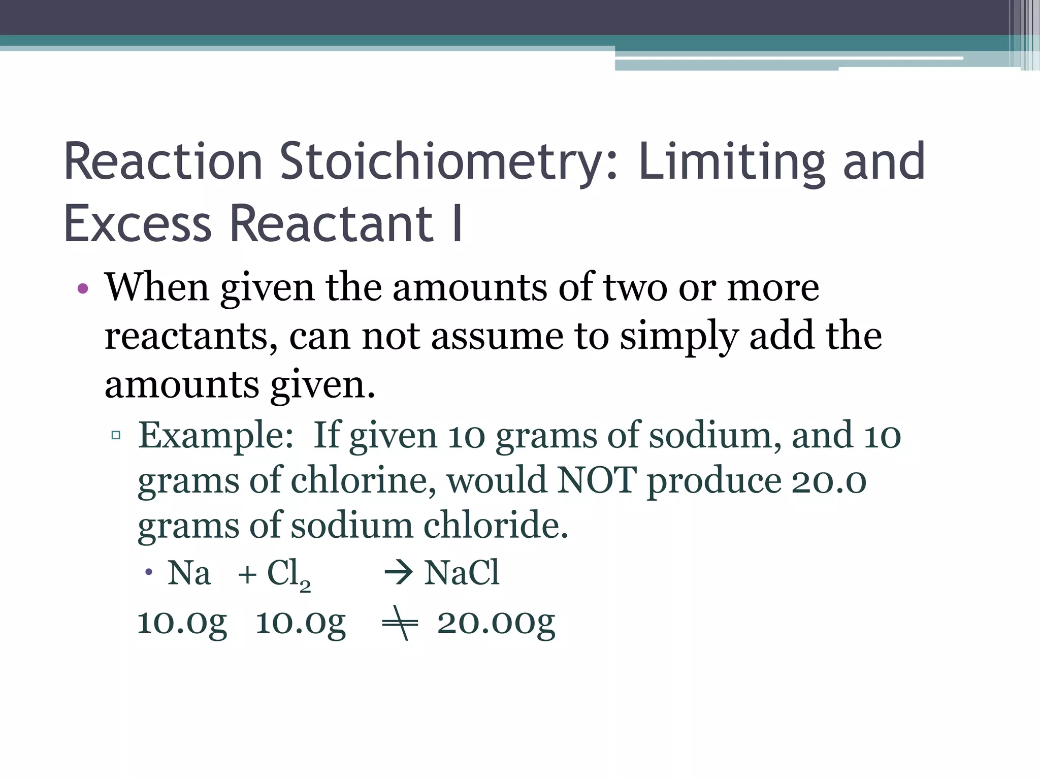 Chemistry I Honors - Stoichiometry Limiting Reactant | PPTX