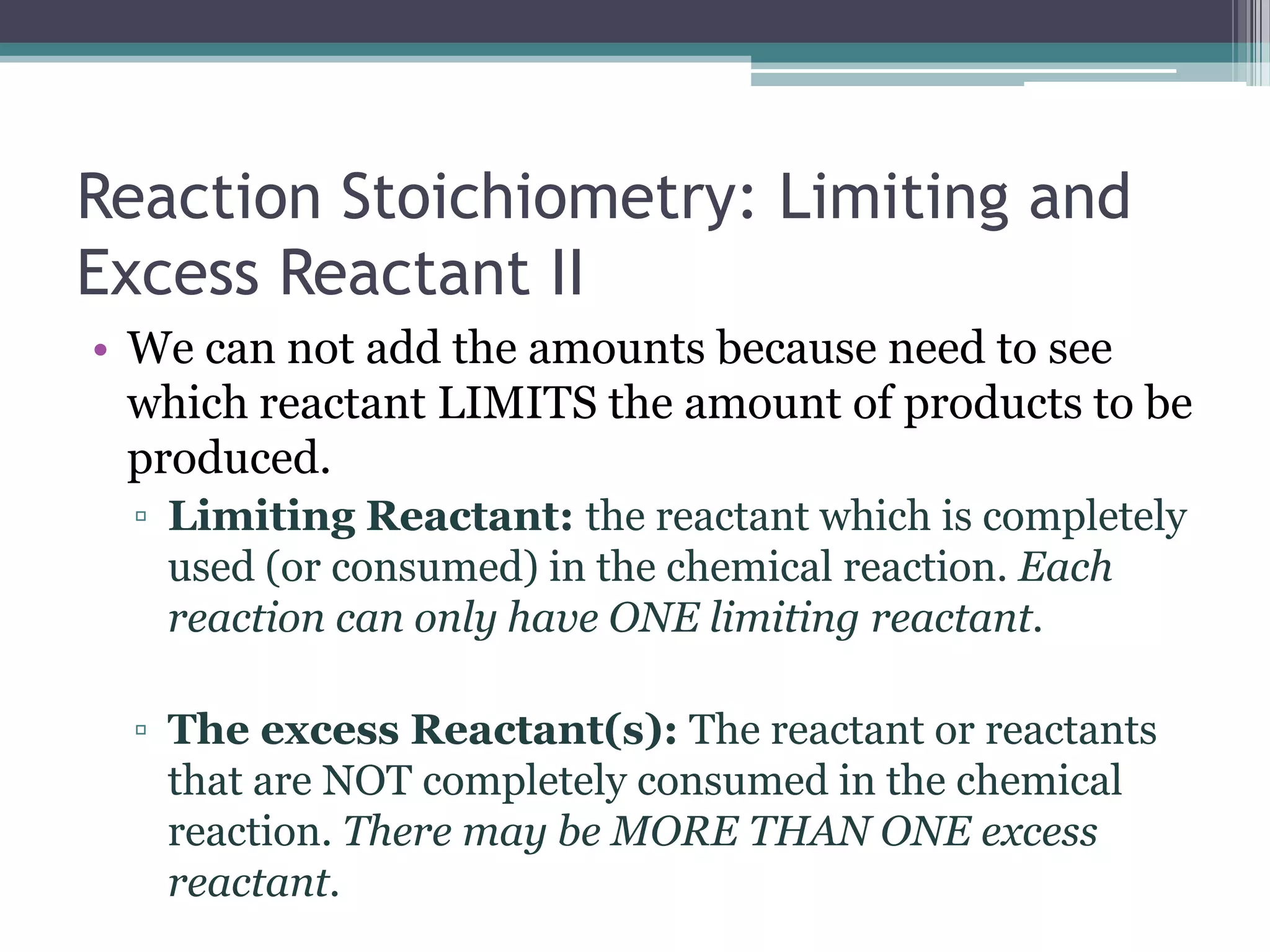 Chemistry I Honors - Stoichiometry Limiting Reactant | PPTX