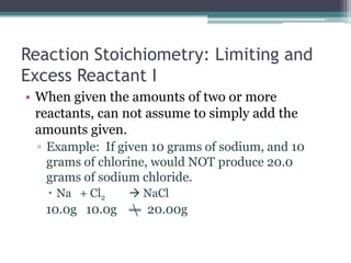 Chemistry I Honors - Stoichiometry Limiting Reactant | PPTX