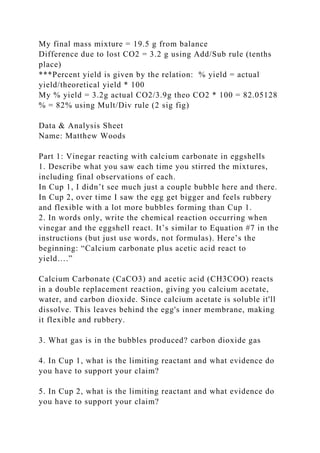 Stoichiometry Lab – The Chemistry Behind Carbonates reacting with .docx ...