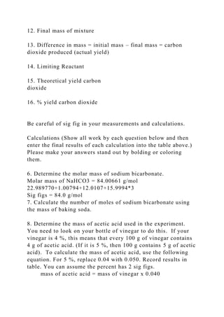 Stoichiometry Lab – The Chemistry Behind Carbonates reacting with .docx ...