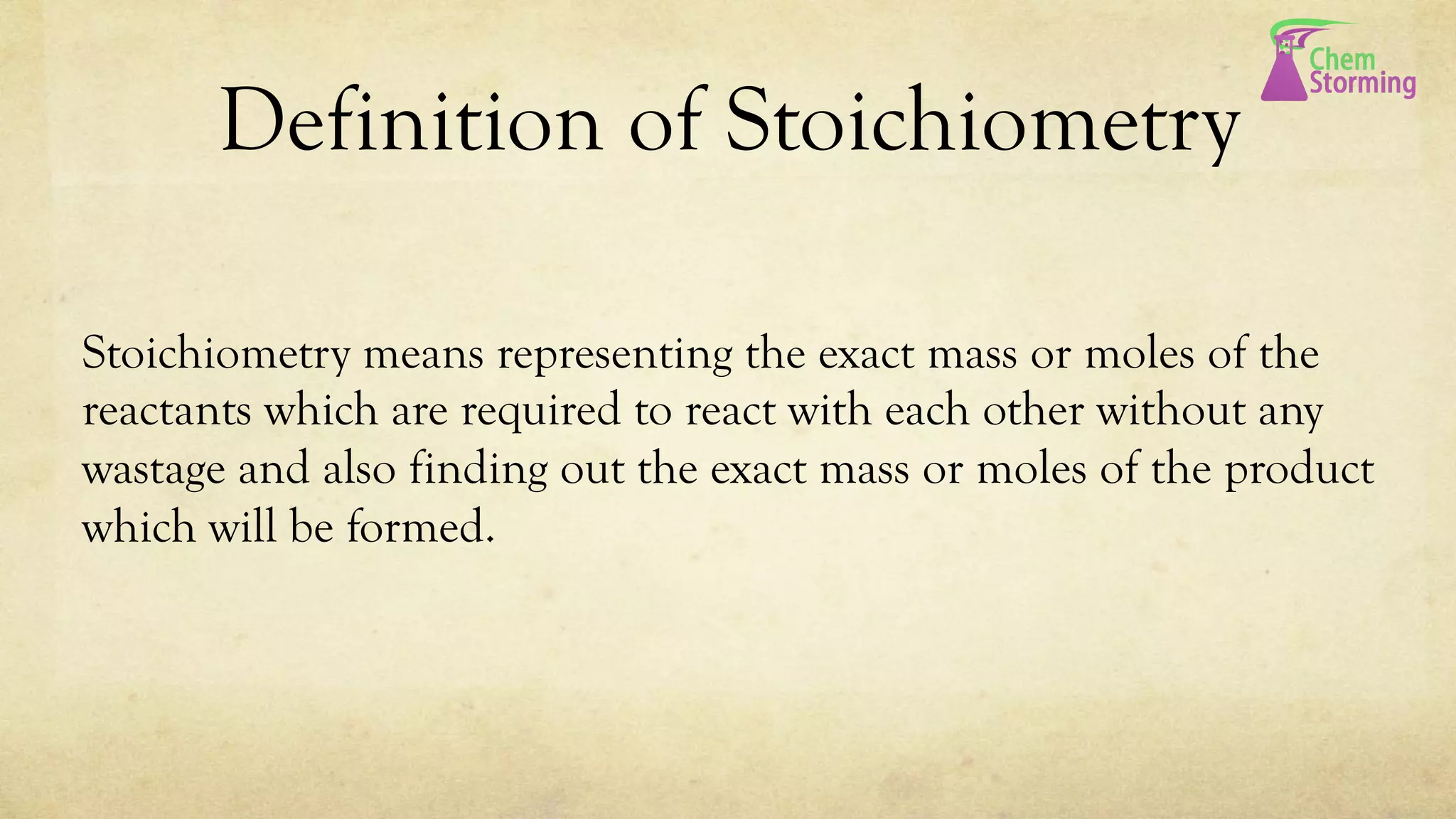 Stoichiometry part 1 (introduction) | PDF