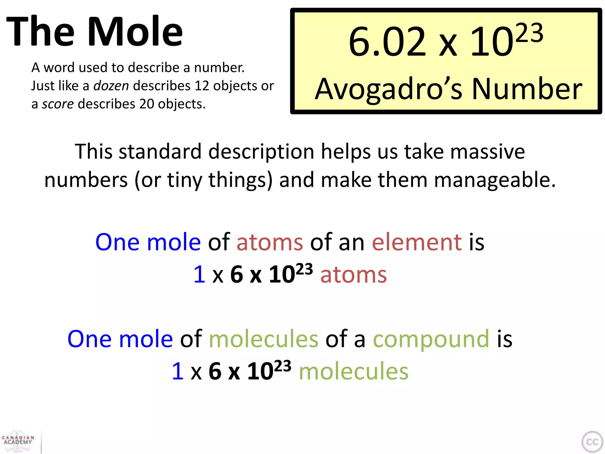 Stoichiometry & The Mole | PPTX