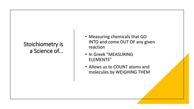 Stoichiometry Introduction (KM) | PPT