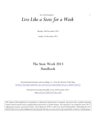 Stoic Week Handbook | PDF