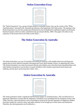 Stolen-Generation | PDF