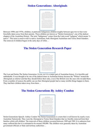 Stolen-Generation | PDF