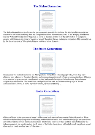 Stolen-Generation | PDF
