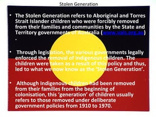 Stolen Generation Presentation | PPT