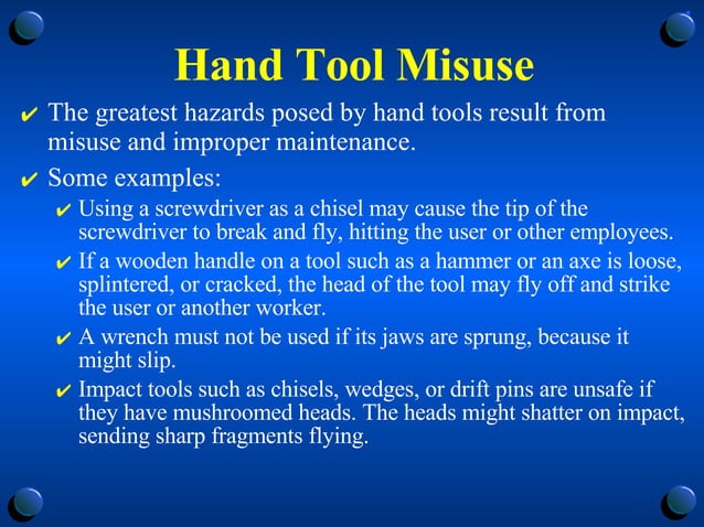 Handtool Safety Training | PPT | Woodworking | Arts and Crafts