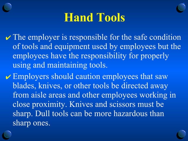 Handtool Safety Training | PPT | Woodworking | Arts and Crafts
