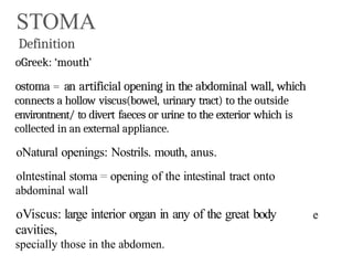 stoma introduction-preerparation and post stoma care | PPT