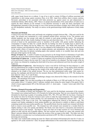 Stomach histopathologic and ulcerogenic potentials of tea beverage ...