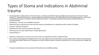 Stoma in abdomen, types and procedure, complication Presentation | PPTX