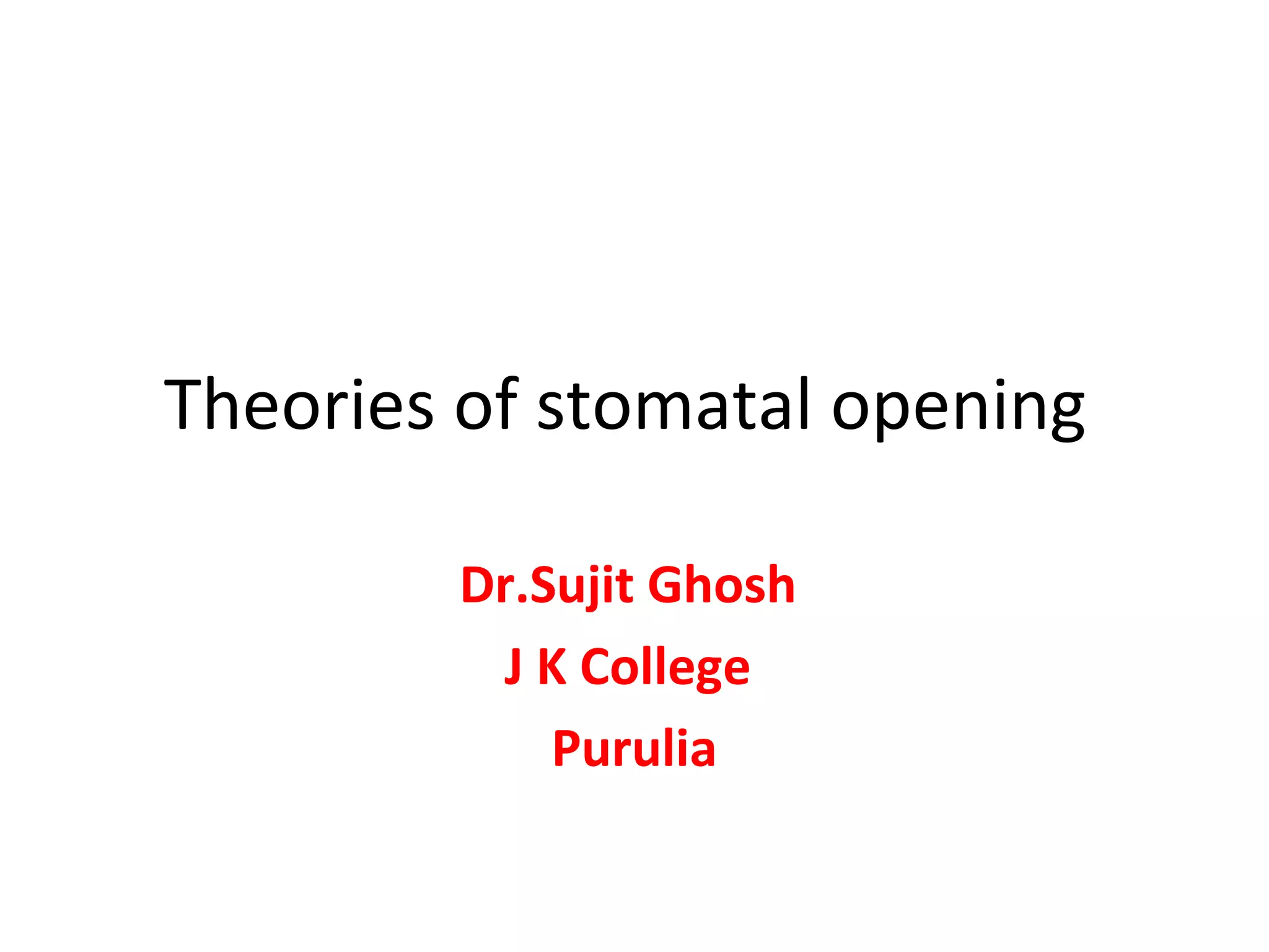 theories of stomatal opening | PPT