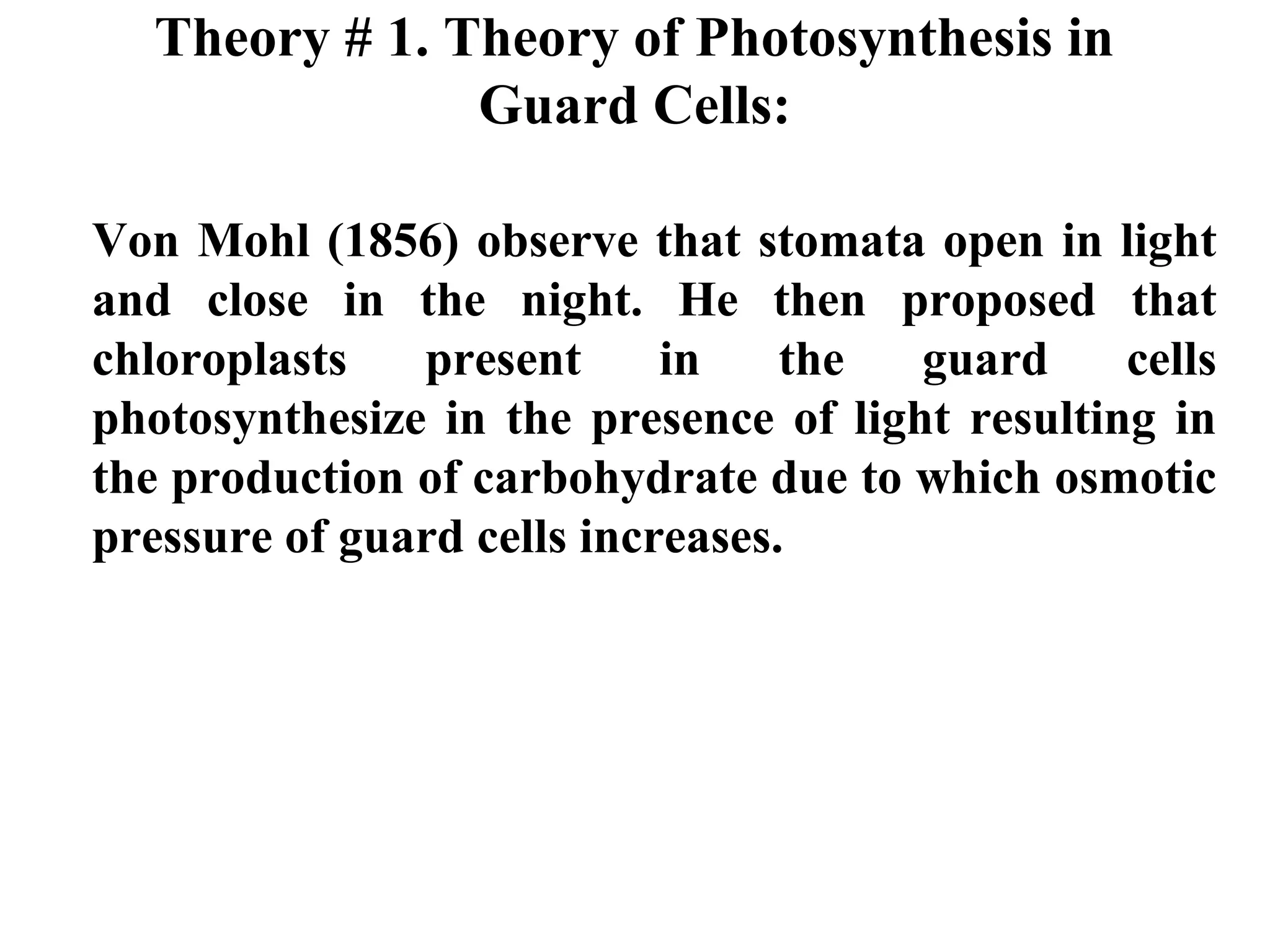 theories of stomatal opening | PPT