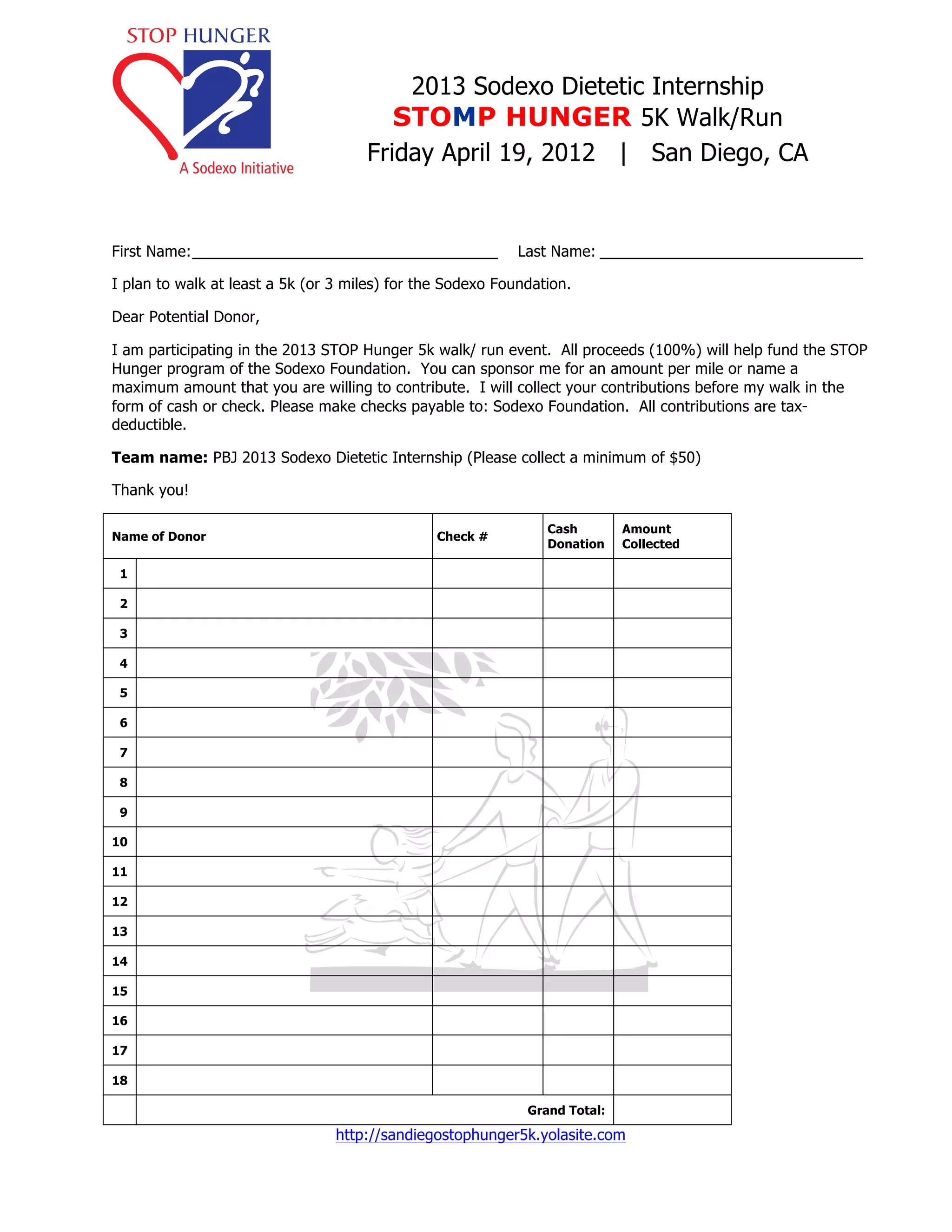 Stomp Hunger 5K Donation Form | PDF