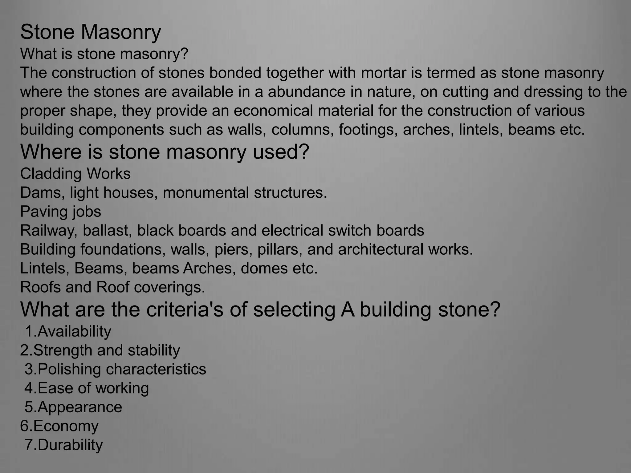 Stone as a building material. | PPTX