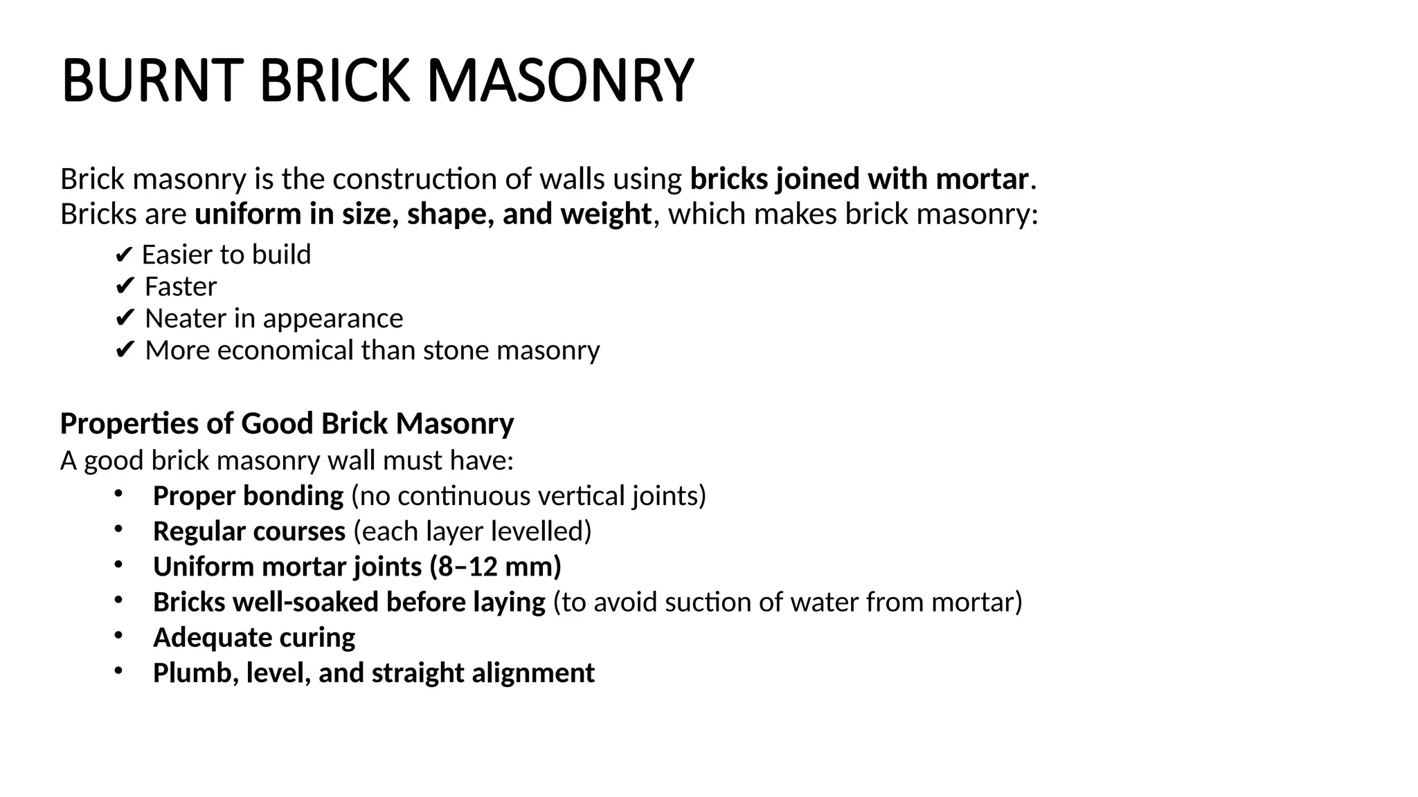 Masonry Construction: Stone and Brick Work | Civil Engineering | PPTX