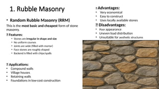 Masonry Construction: Stone and Brick Work | Civil Engineering | PPTX