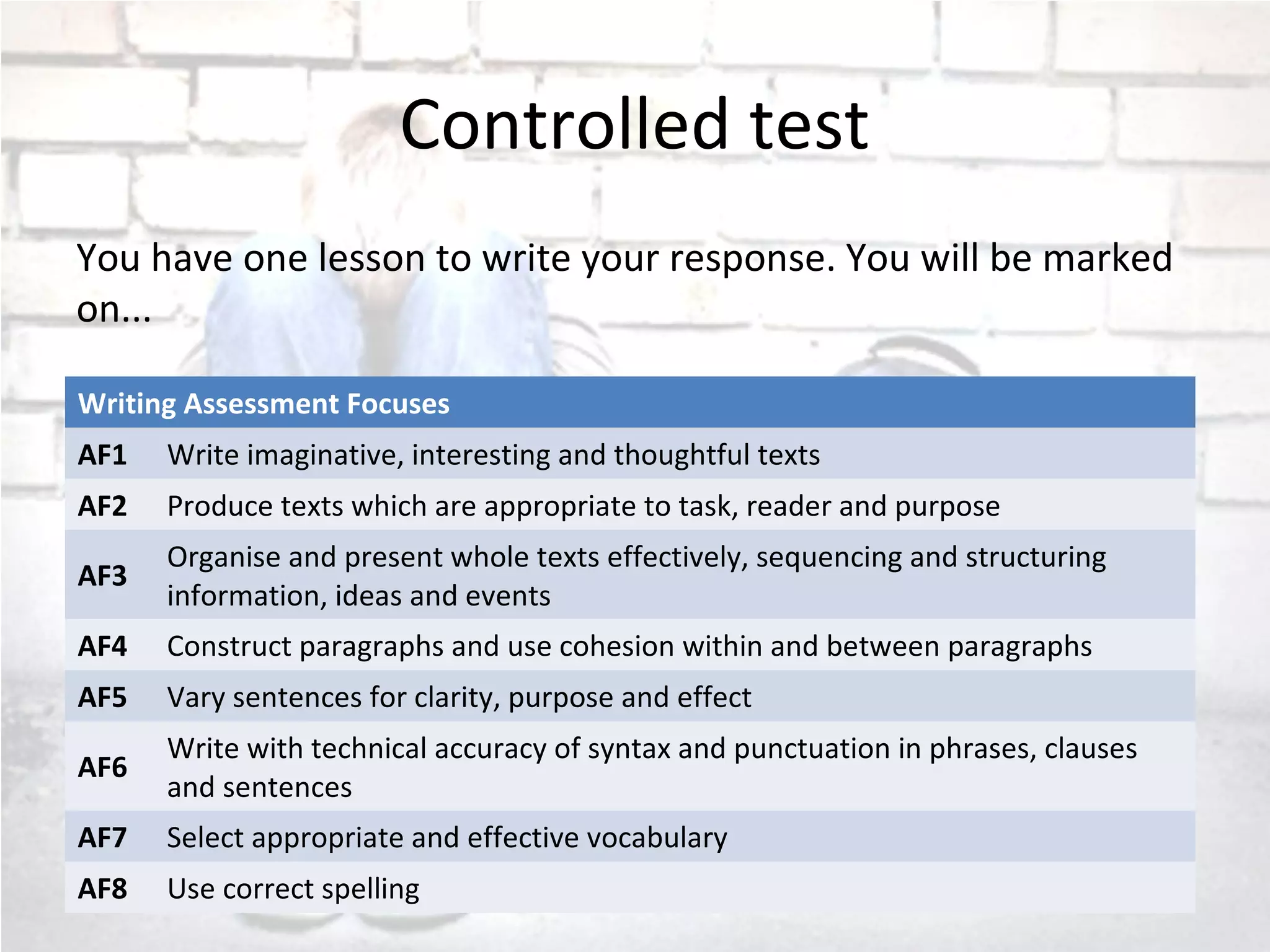 Stone Cold Lesson 6 & 7 - Writing Assessment 1 | PPT