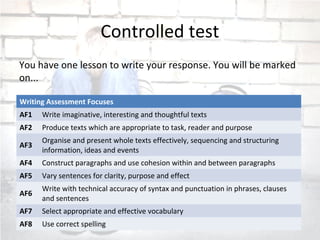 Stone Cold Lesson 6 & 7 - Writing Assessment 1 | PPT