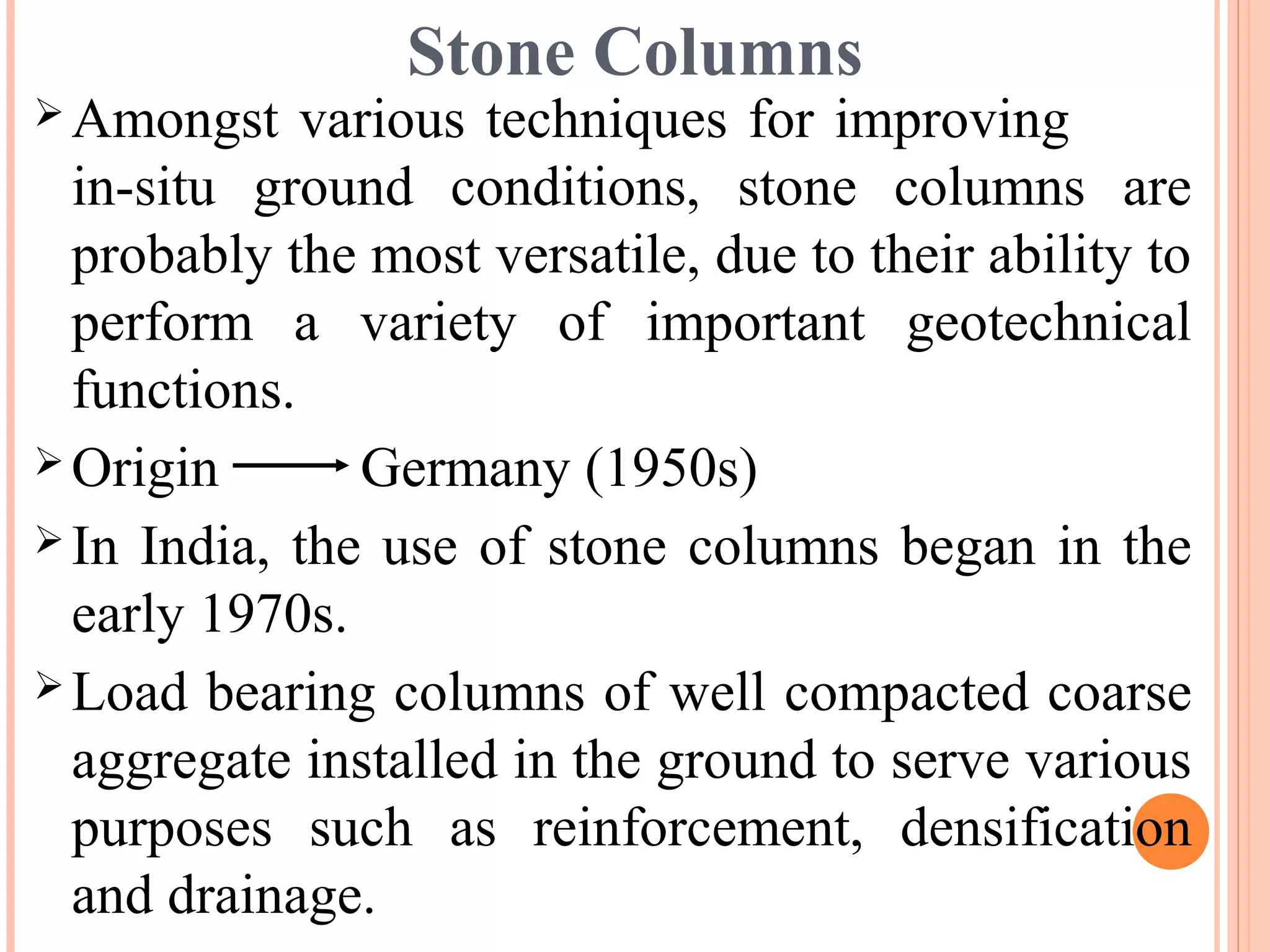 Stone columns - an overview(Ground improvement) | PPT