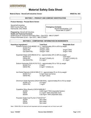 Stone craft msds-3-25-14 | PDF