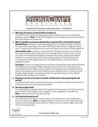 StoneCraft Frequently Asked Questions - General | PDF | Woodworking ...