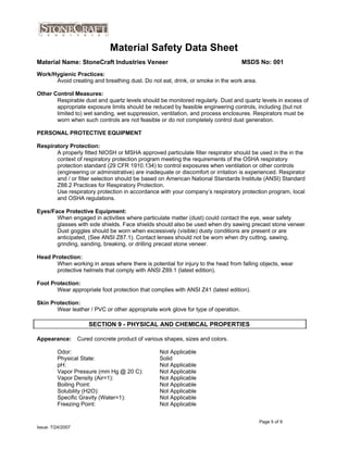 Stone craft Material Safety Data Sheet | PDF