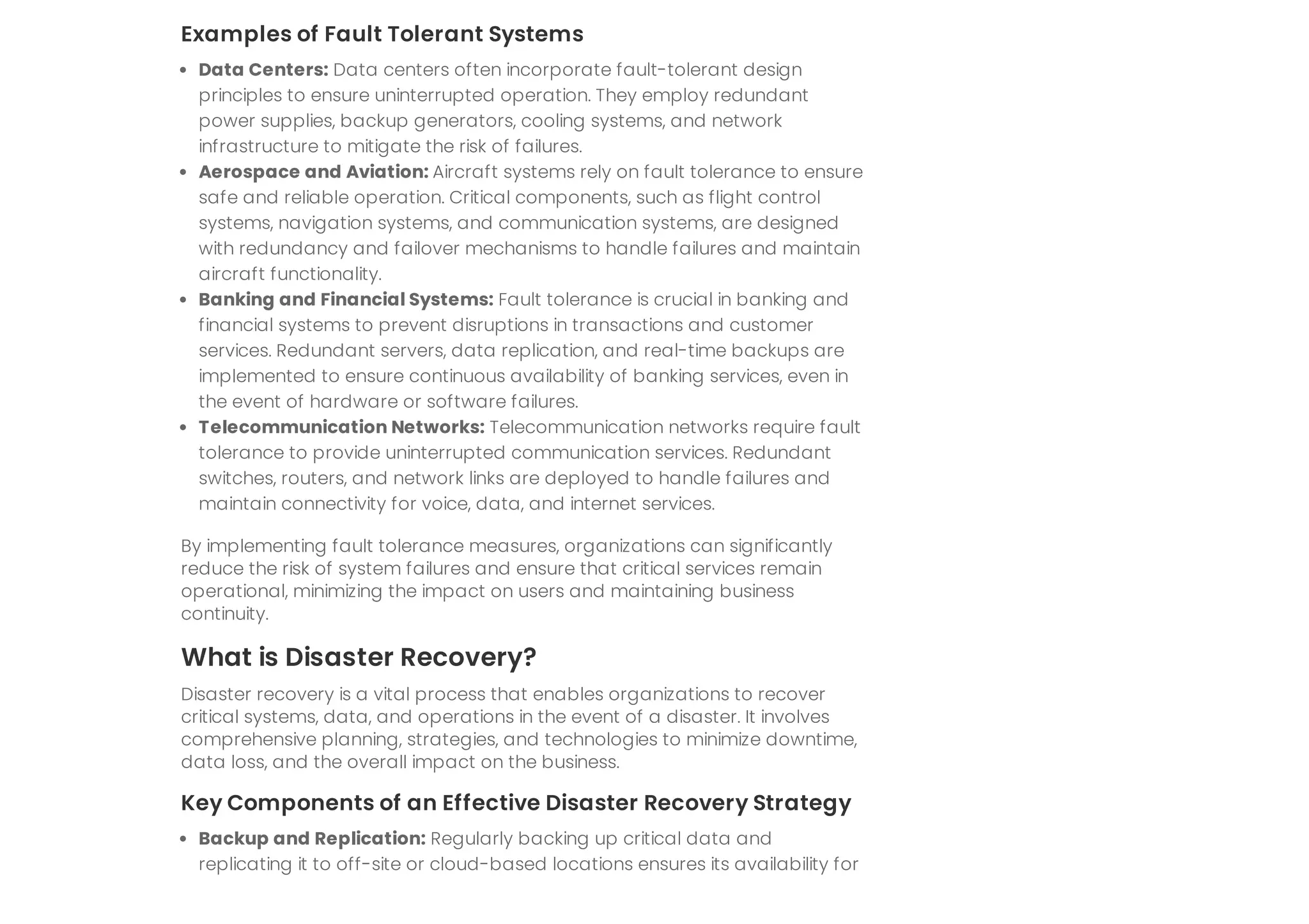 Contrasting High Availability, Fault Tolerance, and Disaster Recovery | PDF