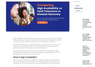 Contrasting High Availability, Fault Tolerance, and Disaster Recovery | PDF