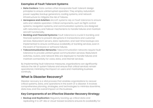 Contrasting High Availability, Fault Tolerance, and Disaster Recovery | PDF