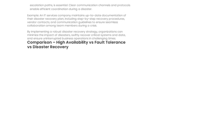 Contrasting High Availability, Fault Tolerance, and Disaster Recovery | PDF