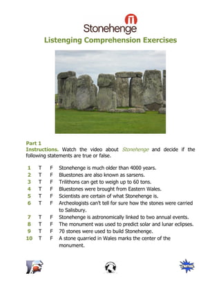 Stonehenge listening comp exercise | PDF