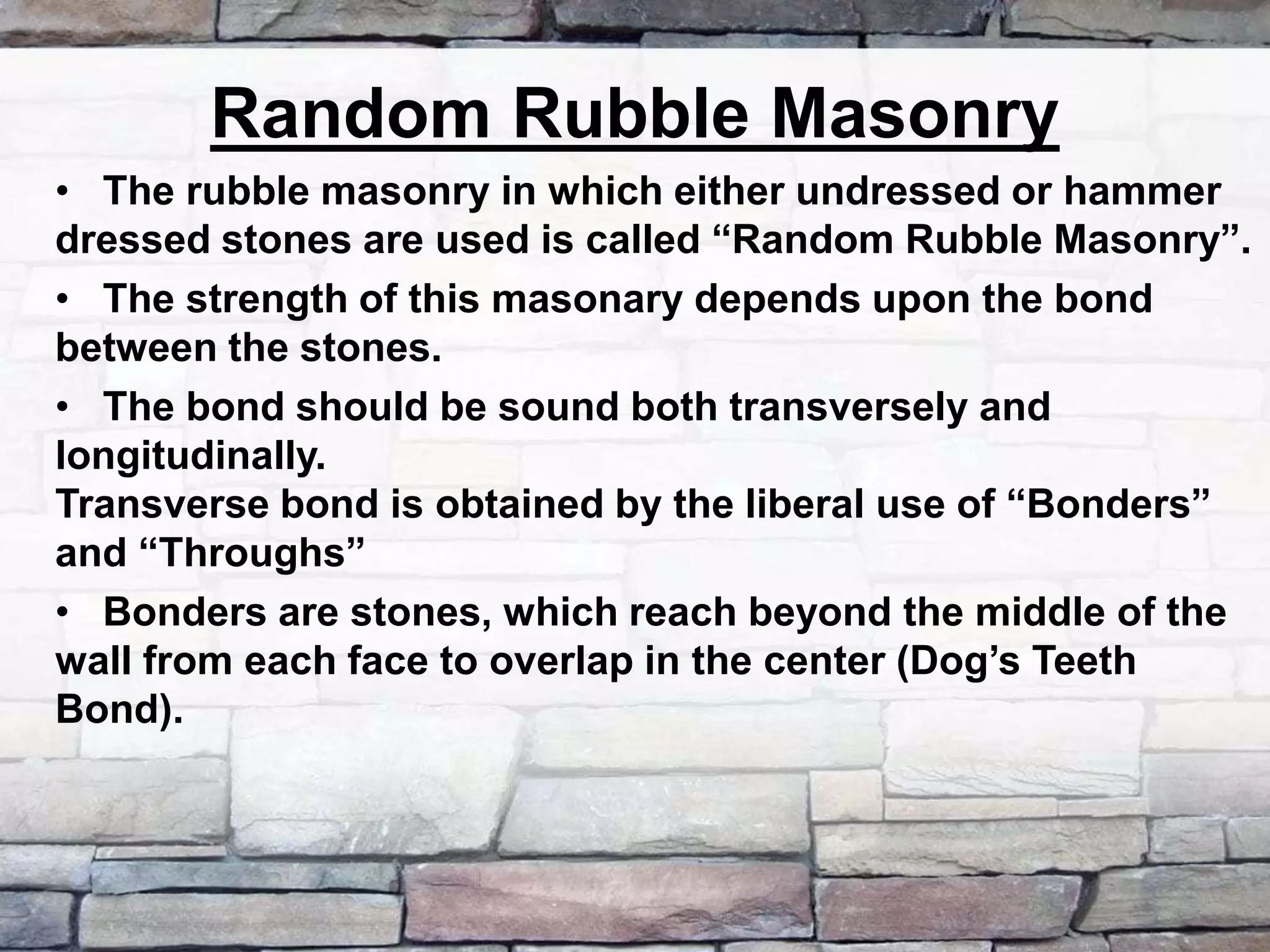 Stone masonry | PPTX
