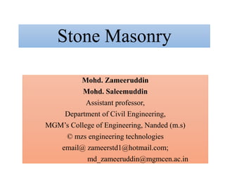 Stone masonry | PPTX
