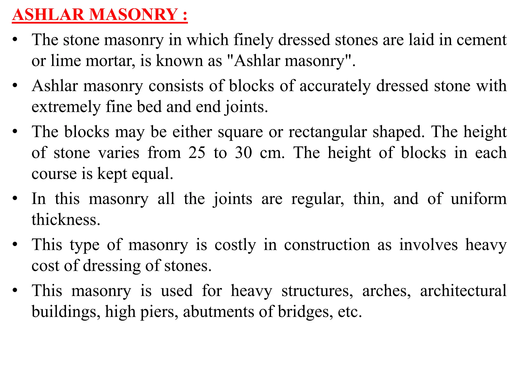 Stone Masonry and its types used in construction | PDF