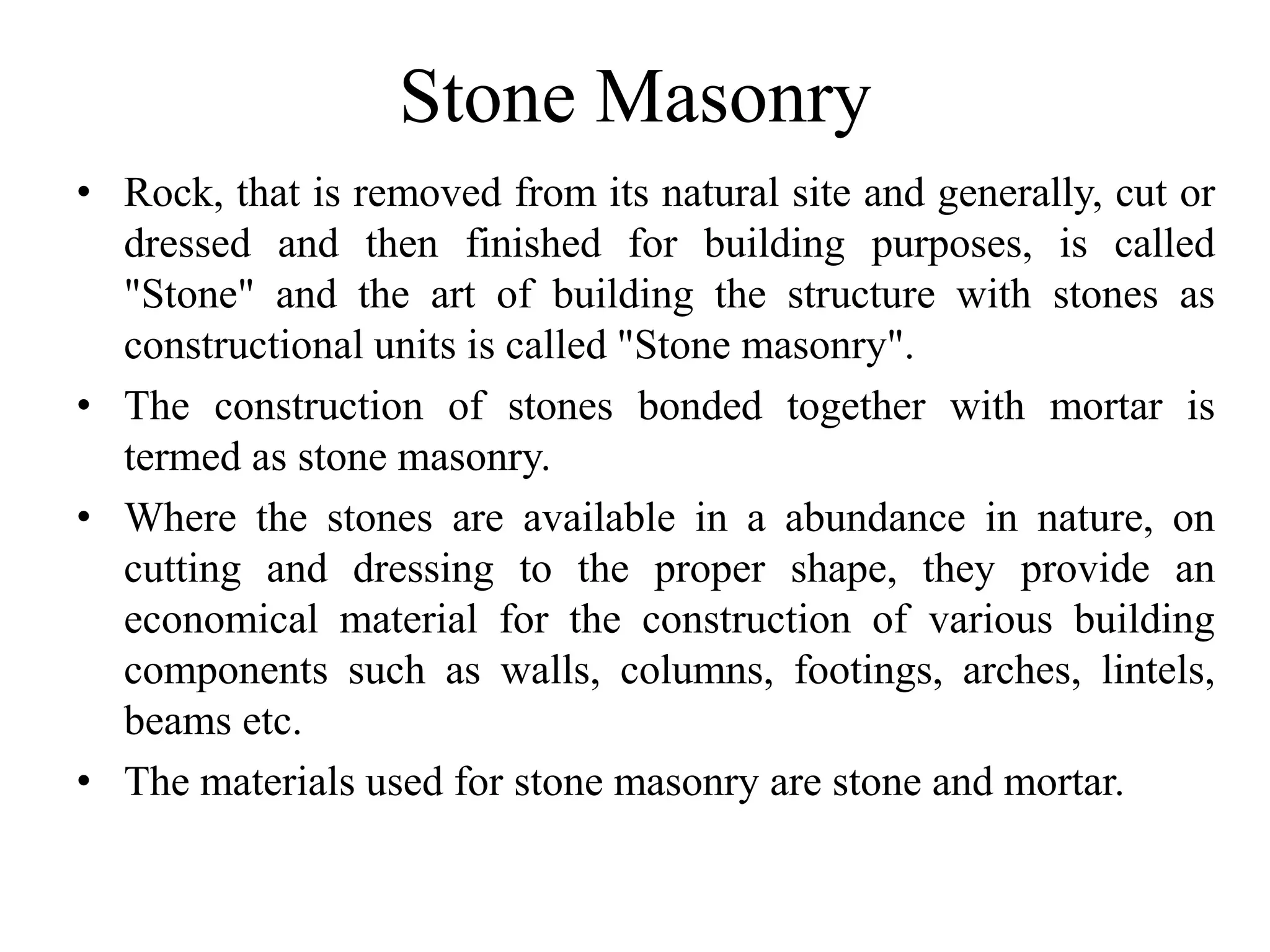 Stone Masonry and its types used in construction | PDF