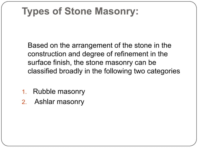 Stone Masonry BUILDING CONSTRUCTION | PPTX